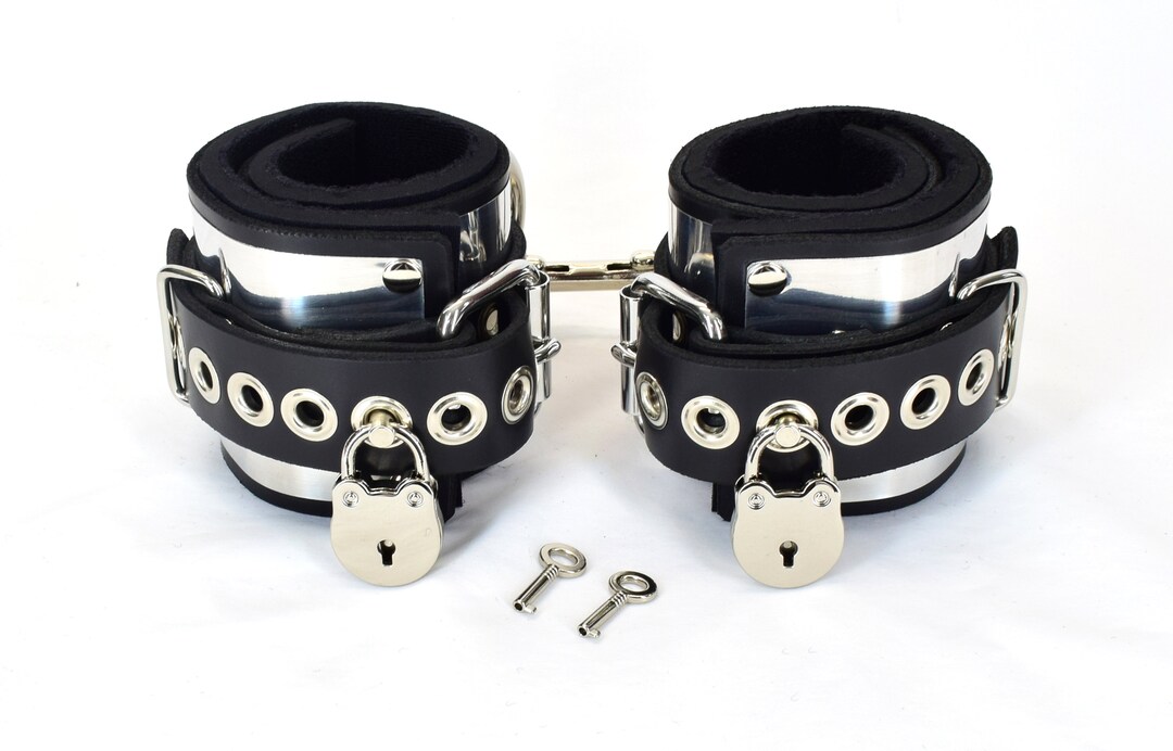 Locking Metal Band Lined Leather Ankle Bondage Cuffs (mature) - Etsy