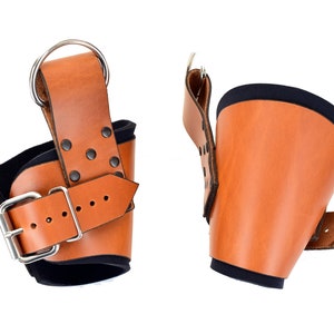 Padded Brown Leather Ankle Suspension Cuffs - Etsy