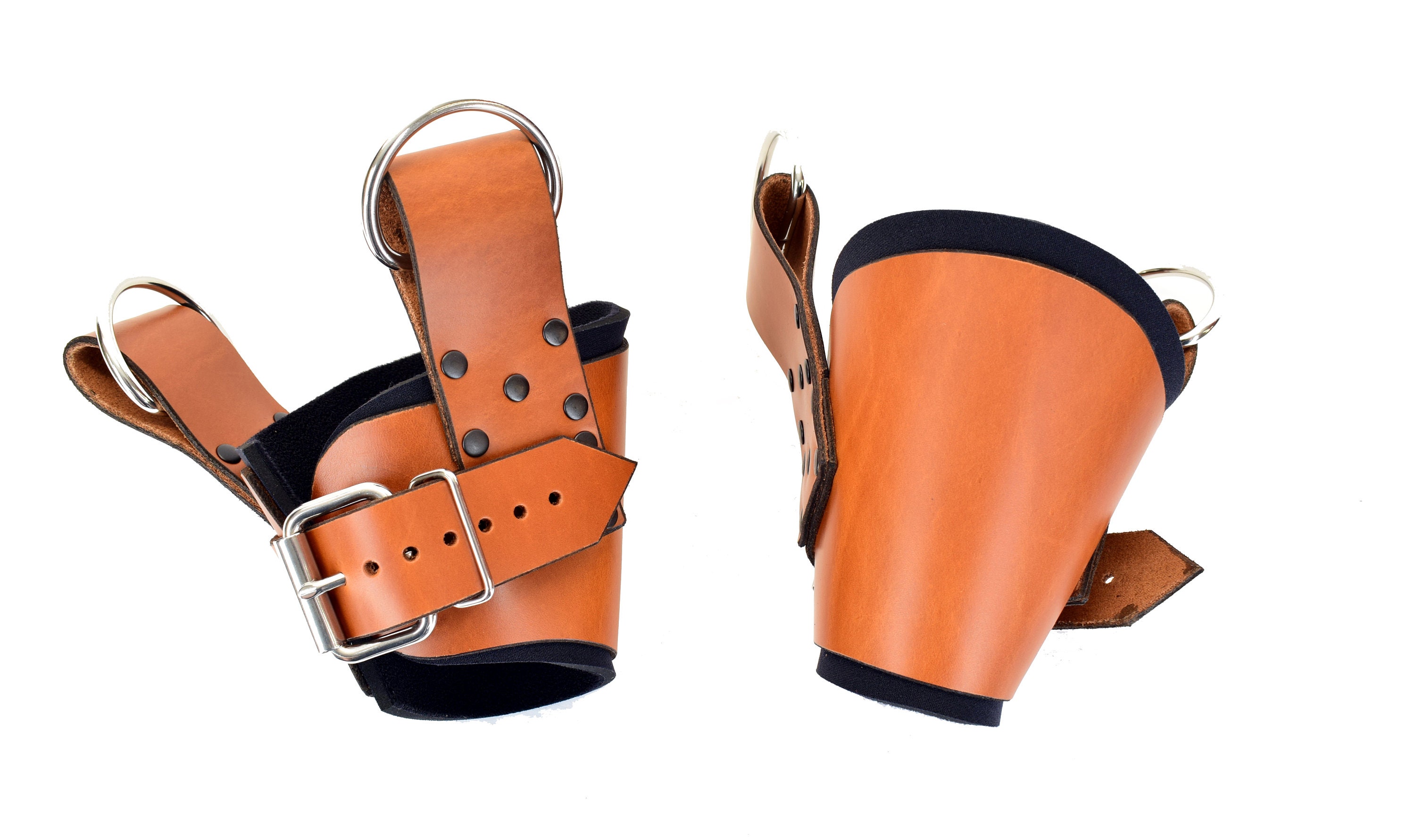 Padded Brown Leather Ankle Suspension Cuffs - Etsy