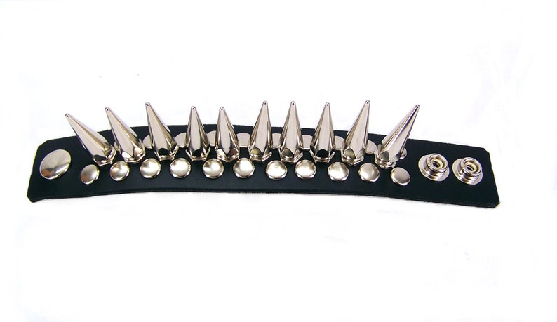 Full Metal Punk Spiked Leather Wristband | Etsy
