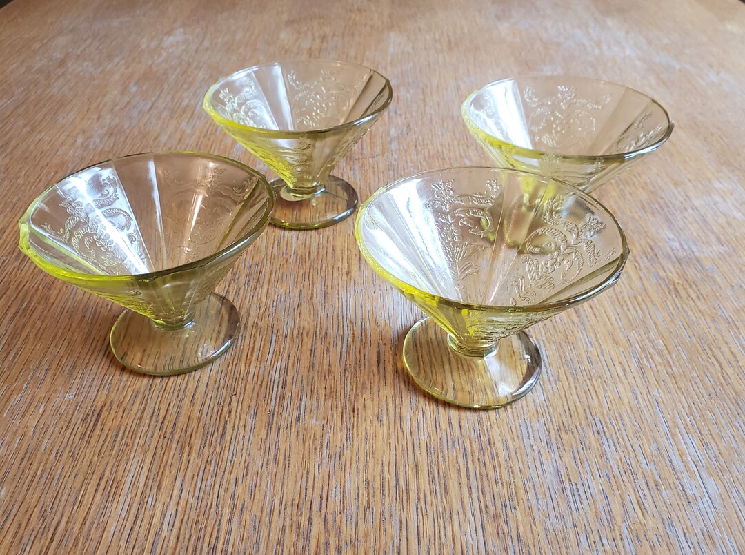 Set of 4 Amber Federal Depression Glass Madrid Dessert Glasses - Etsy