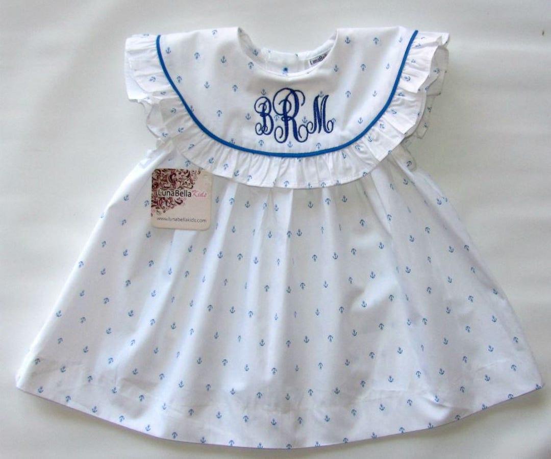 Monogram Dress, Monogrammed Dress, Angel Sleeve Dress, Girl ...