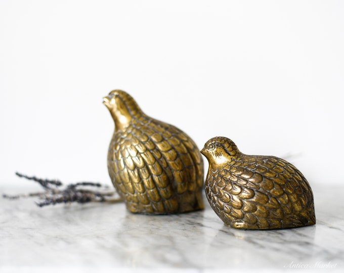 Vintage Brass Quail Figurines - Etsy