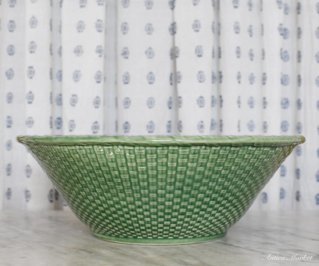 Large Basketweave Green Leaf Bowl - Etsy