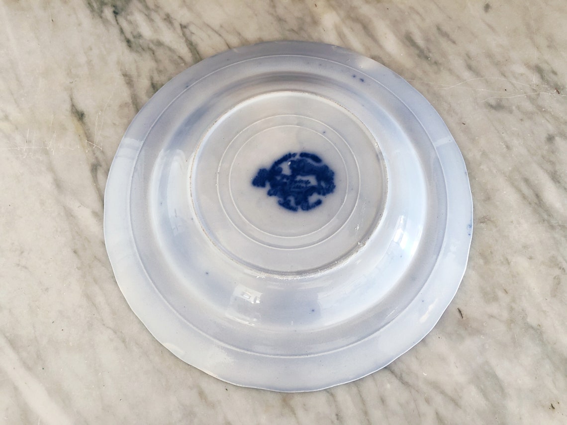 Antique Flow Blue Flat Rim Bowl - Etsy