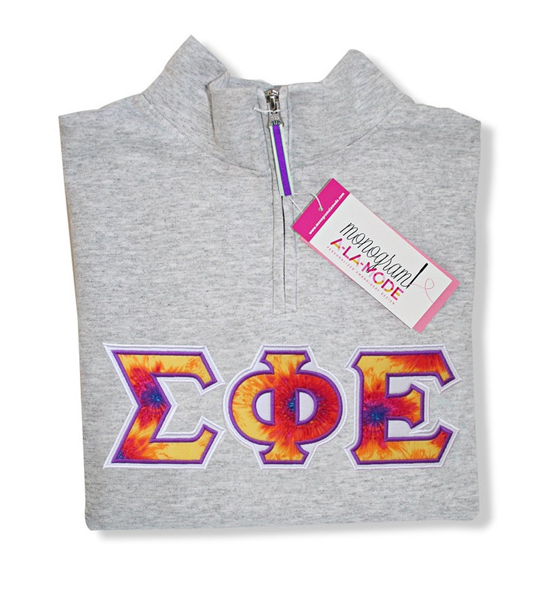 Satin Stitched Fraternity Sweetheart Sweatshirt | 1/4 Zip Greek Letter ...