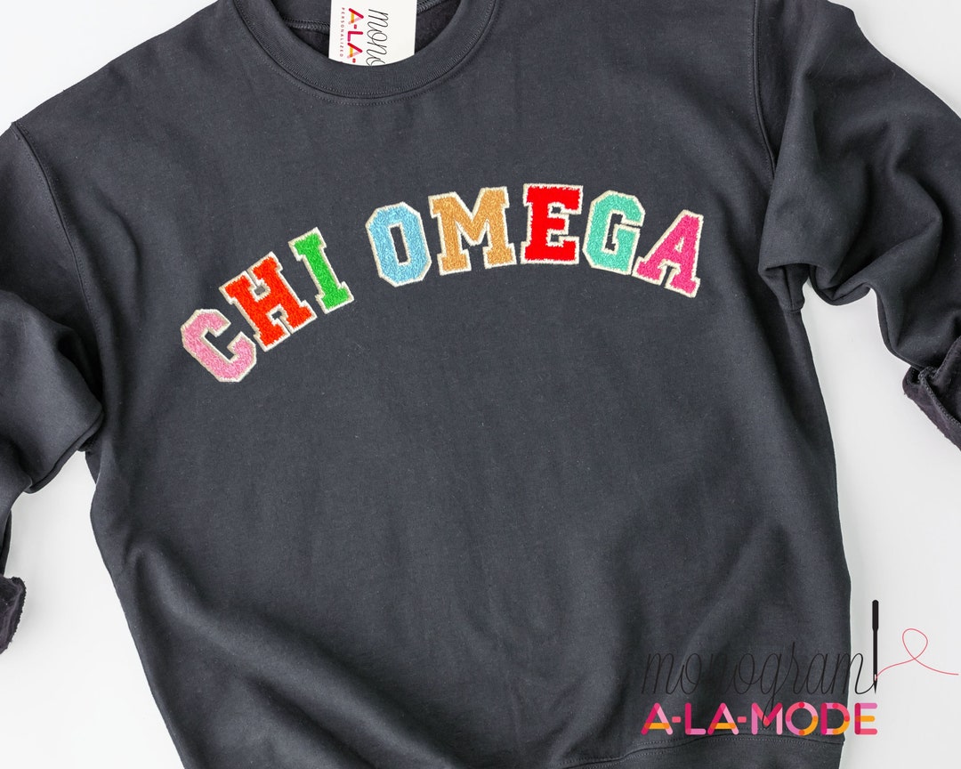 Chenille Style Letters Sorority Crew Neck Sweatshirt Greek Chenille ...