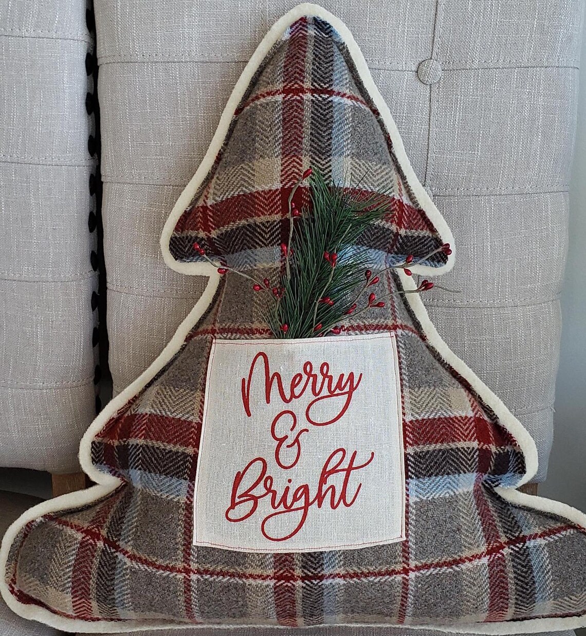 Large Christmas Tree Shaped Pillow Made From Pendleton® Eco-wise Plaid ...