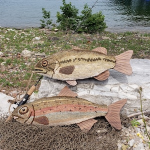 Fish Tails Paper Rug Hooking Pattern, Dimensional Stuffed Hooked Fish ...