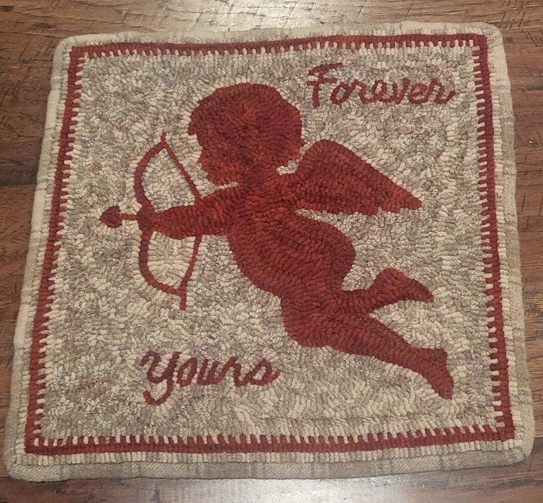 Valentine's Day Cupid Rug Hooking Pattern: Primitive, 16" (paper ...