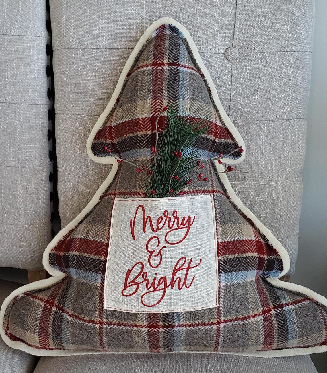Large Christmas Tree Shaped Pillow Made From Pendleton® Eco-wise Plaid ...