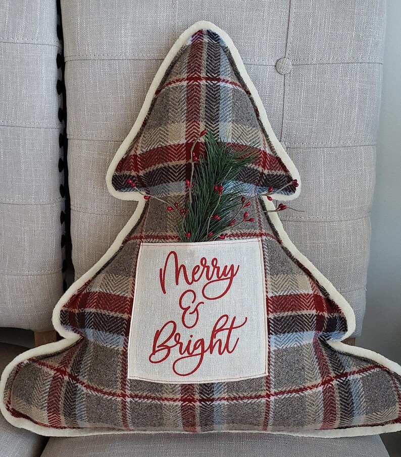 Large Christmas Tree Shaped Pillow Made From Pendleton® Eco-wise Plaid ...