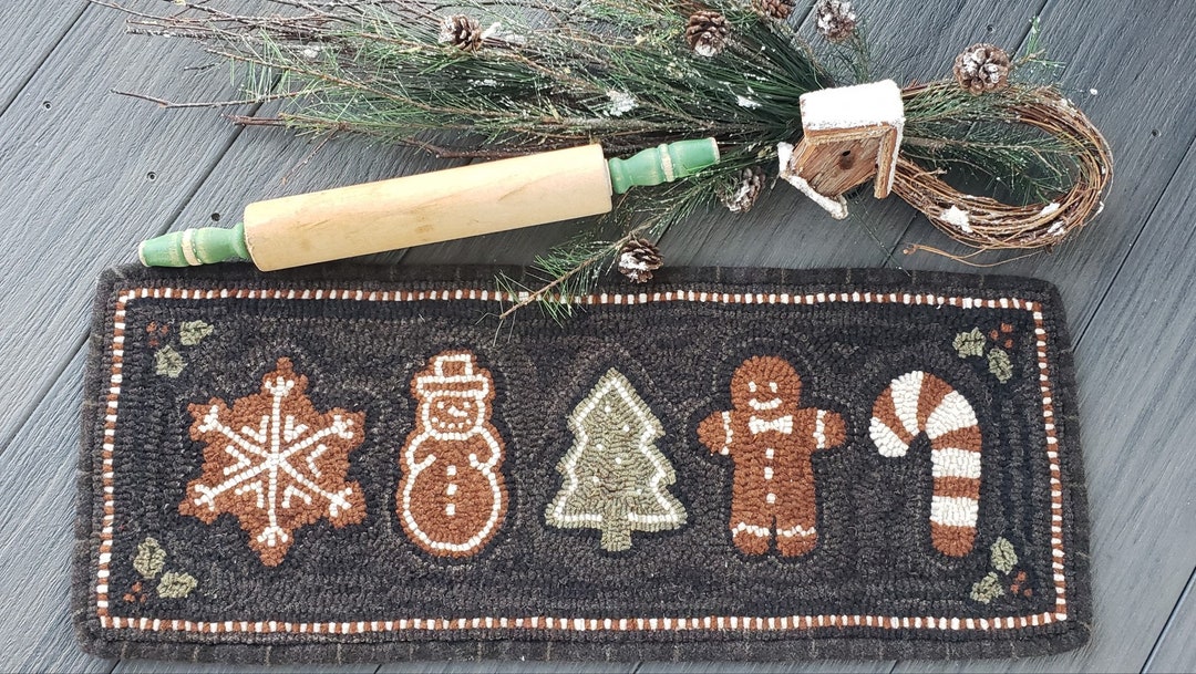 Gingerbread Dreams Rug Hooking Pattern: Christmas Primitive Design ...