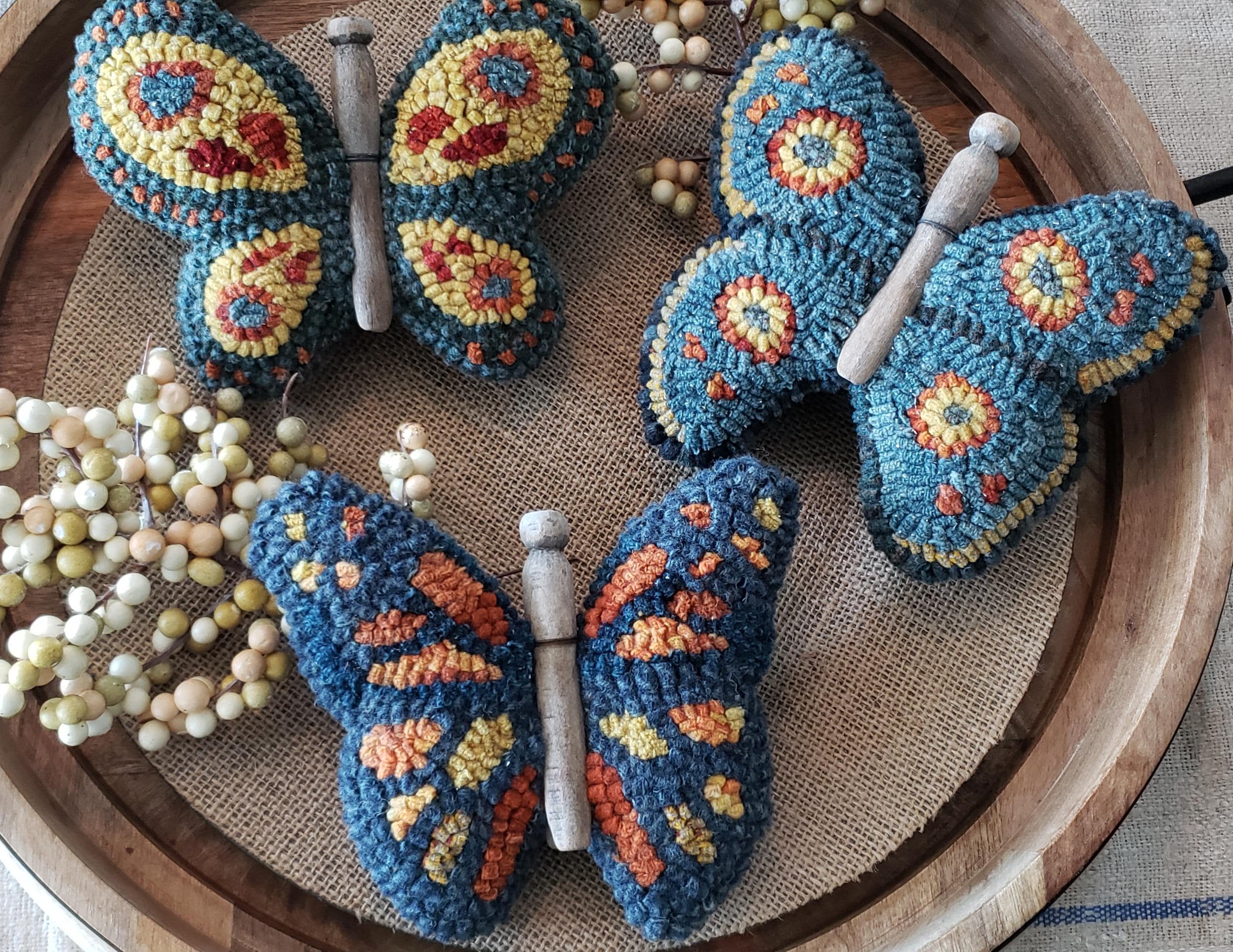 Garden Butterflies Paper Pattern: Primitive Rug Hooking, Vintage ...