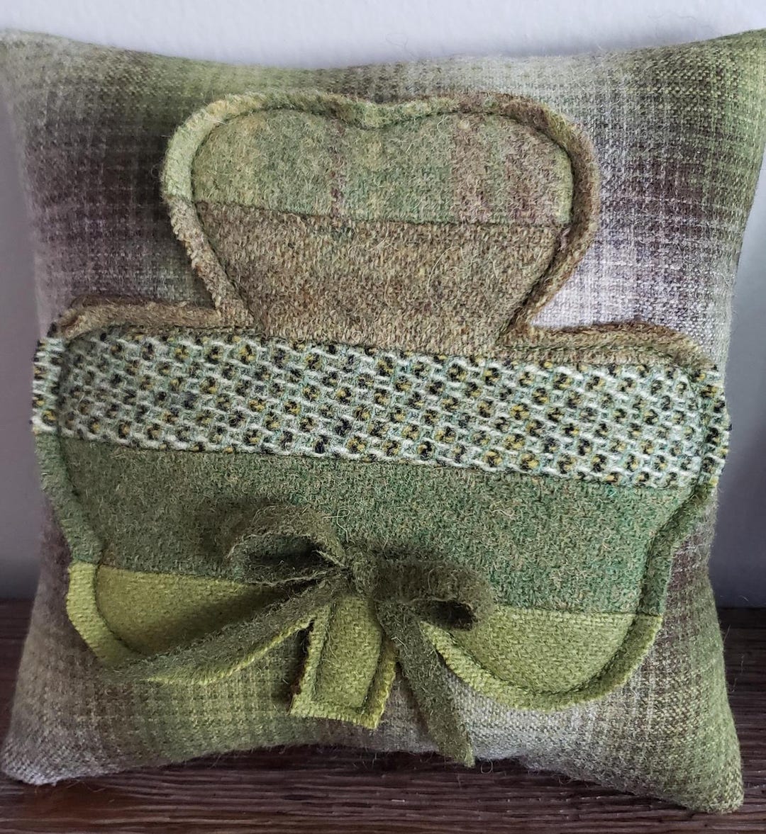 Pendleton® Plaid Wool Shamrock Bowl Filler Small Pillow / St. Patrick's ...