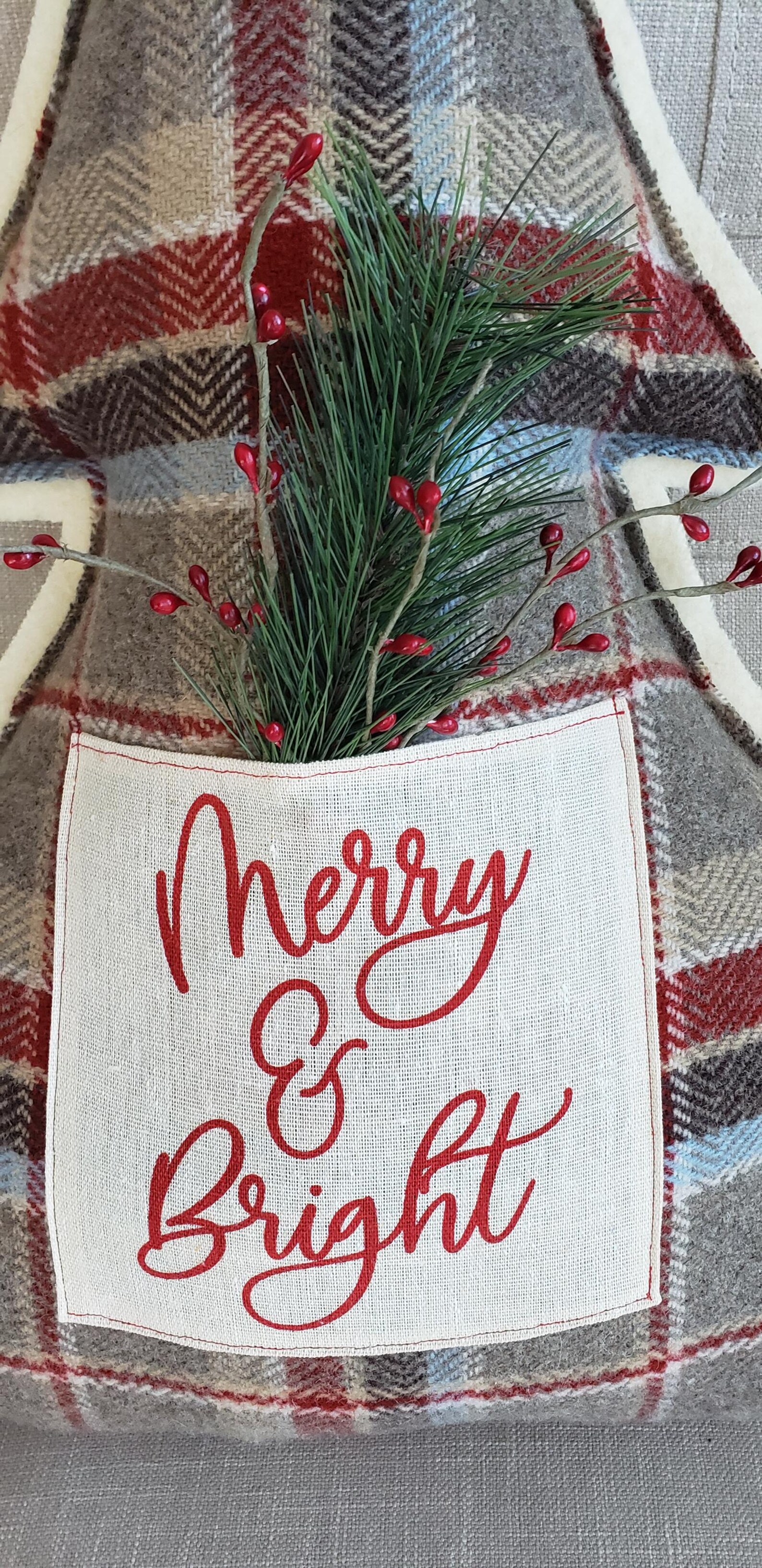 Large Christmas Tree Shaped Pillow Made From Pendleton® Eco-wise Plaid ...