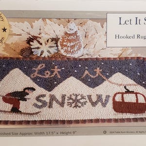 FULL SIZE Paper Rug Hooking Pattern "let It Snow" Ski Skiing Theme ...