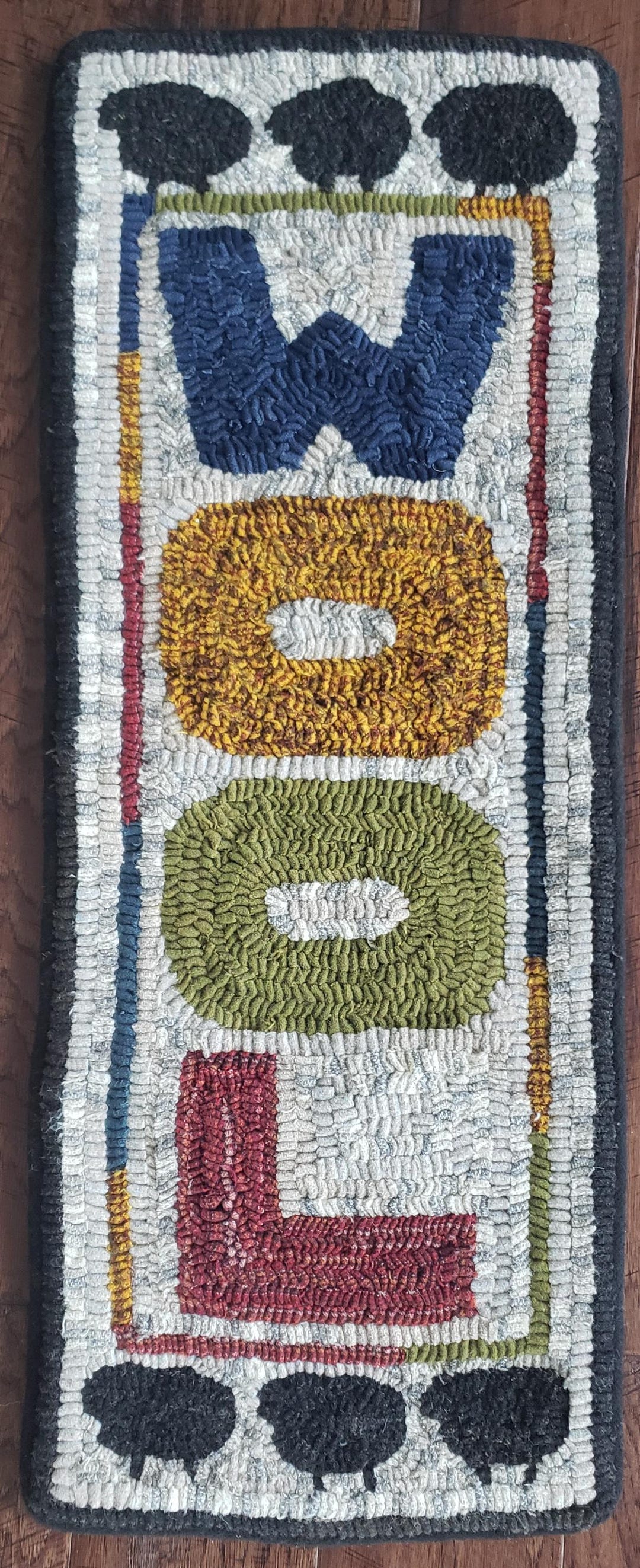 Primitive Hand Hooked Rug - Wool Sign Black Sheep Finished - Etsy