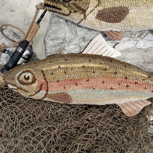 Fish Tails Paper Rug Hooking Pattern, Dimensional Stuffed Hooked Fish ...