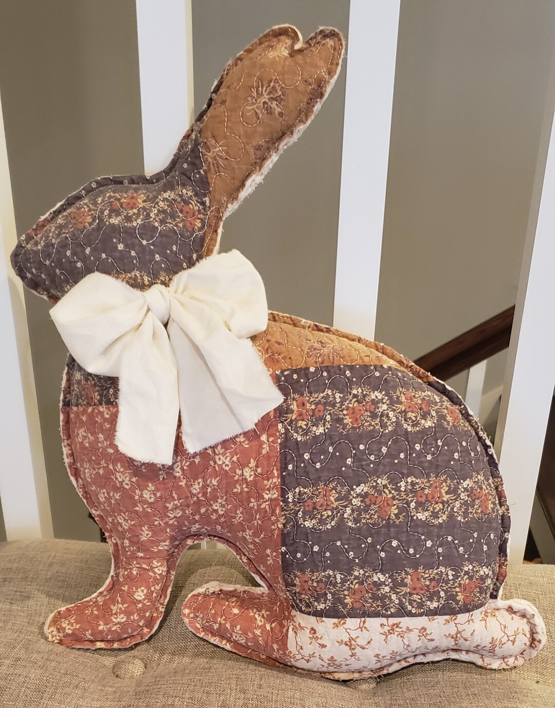 Large Brown Bunny Shaped Pillow, Rabbit Primitive Easter Spring ...