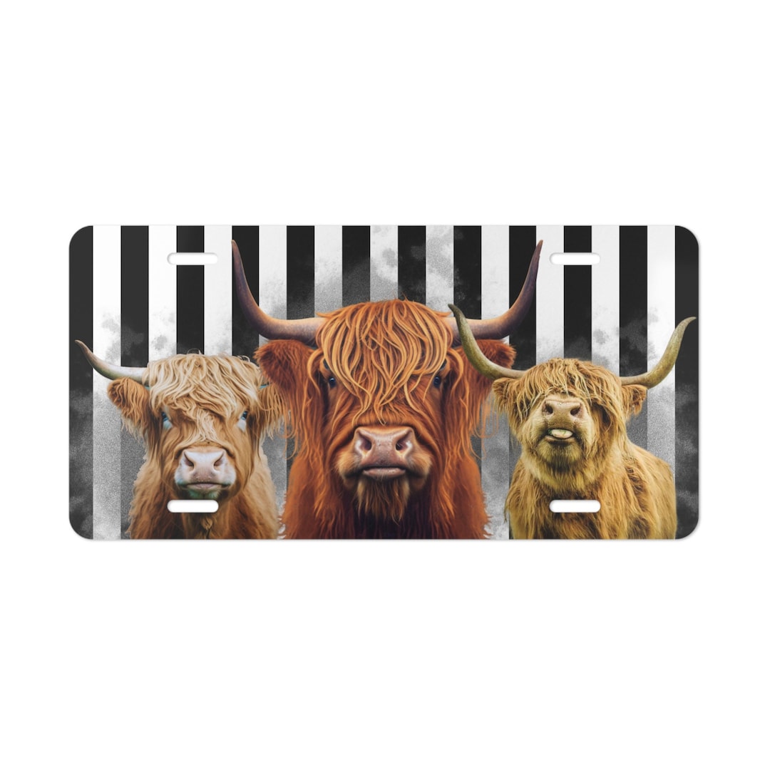 Highland Cow Vanity Plate | Cow License Plate | Highland Cow Gift ...