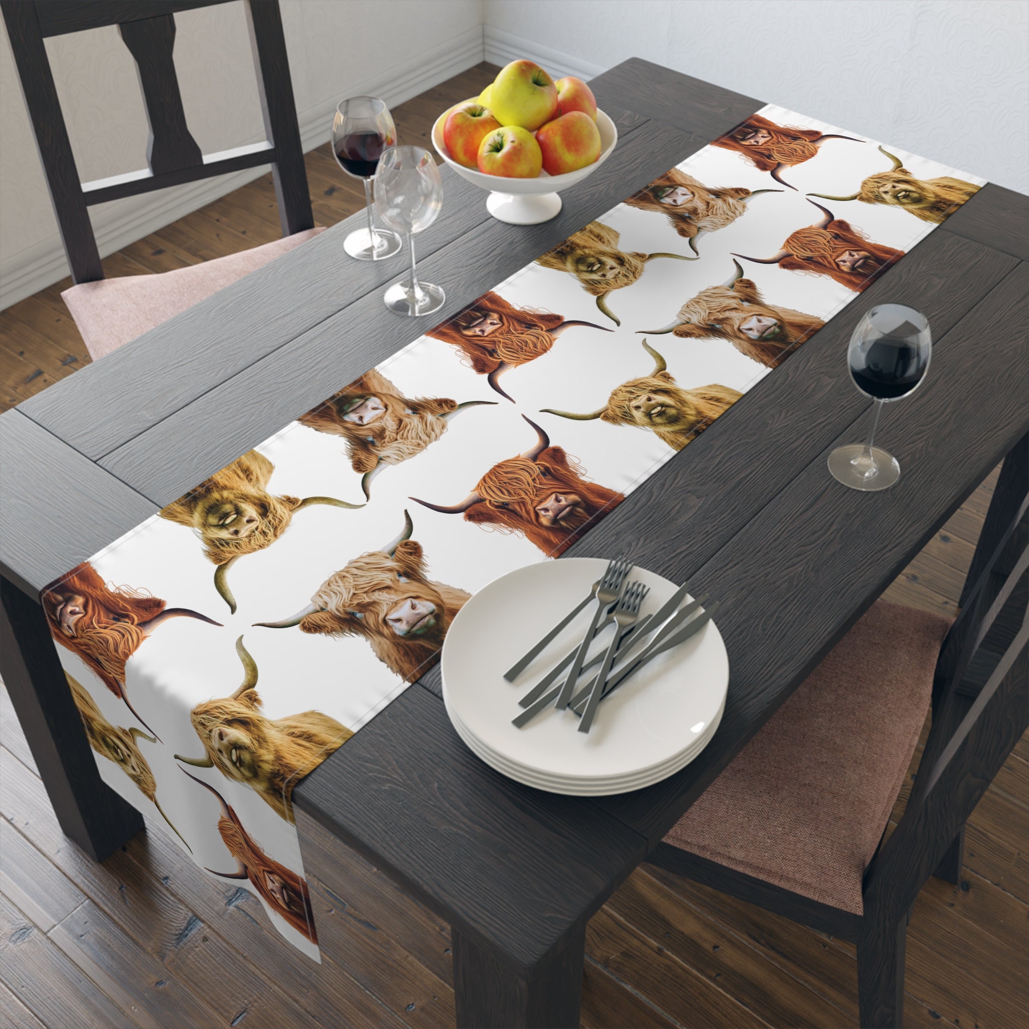 Highland Cow Table Runner | Farmhouse Decor | Cattle Housewarming Gift ...