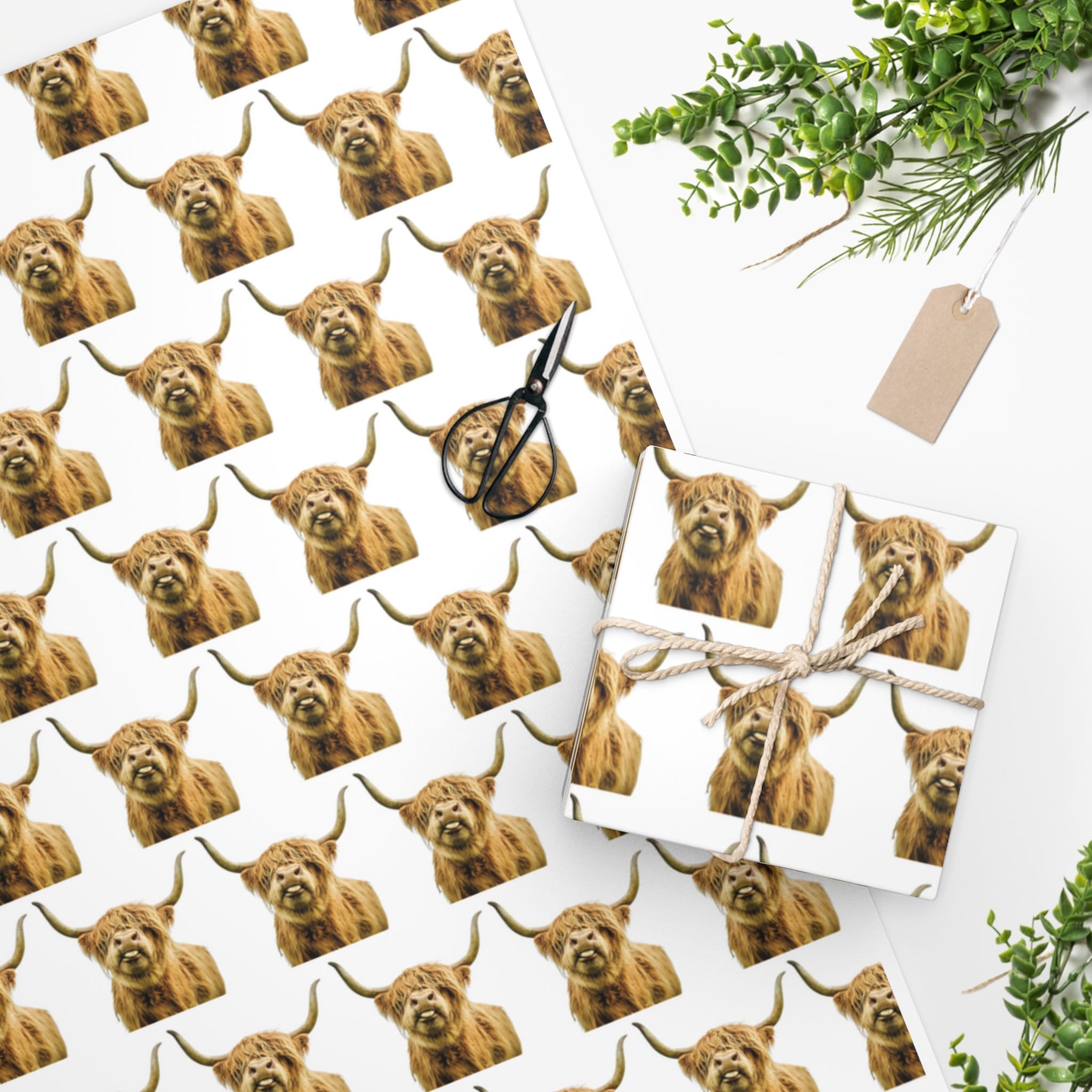 Highland Cow Wrapping Paper Highland Cow Theme Cow Party - Etsy
