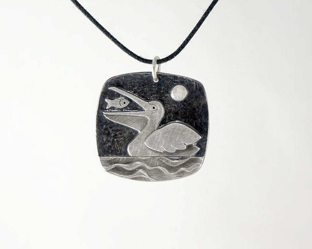 Fine Silver Pelican Pendant - Etsy