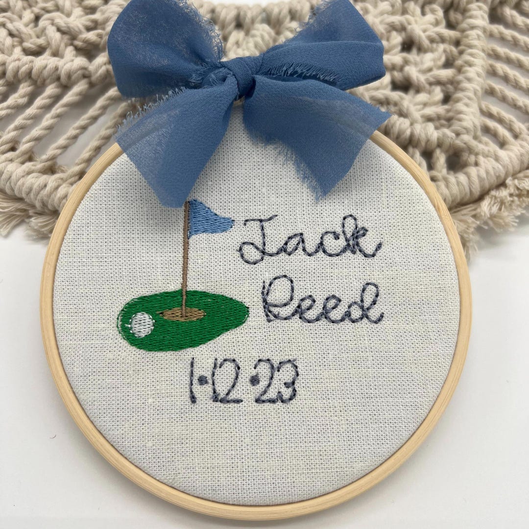 Golf Baby Birth Announcement Sign Custom Golf Name Hoop Personalized ...