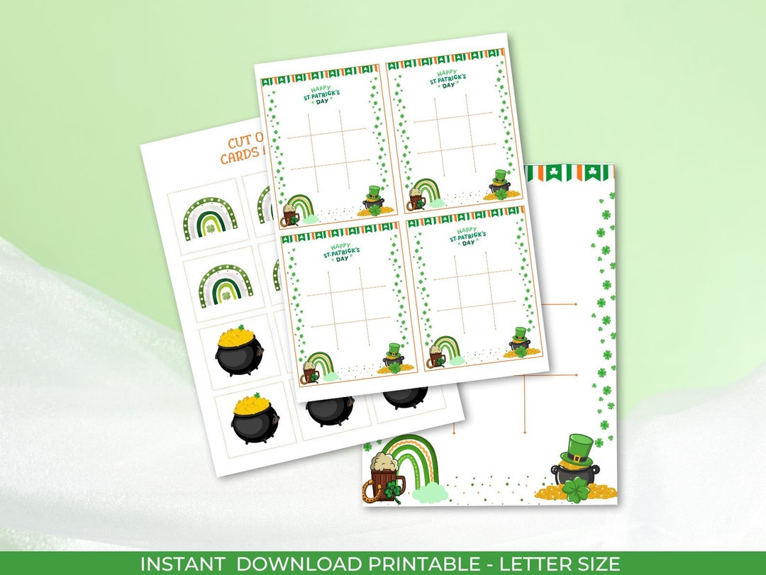 Custom Tic Tac Toe Printable St. Patrick's Day Tic Tac Toe St. Patty's ...