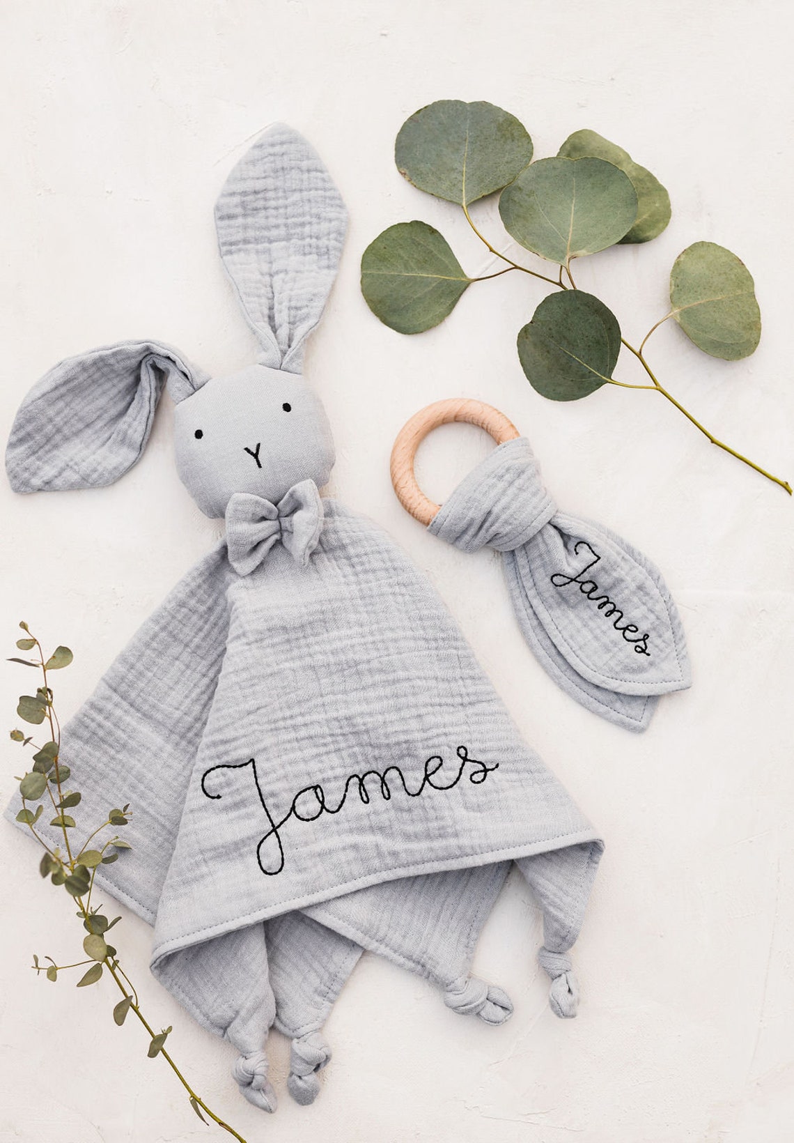 Personalized Organic Muslin Cotton Bunny Rabbit Lovey and - Etsy