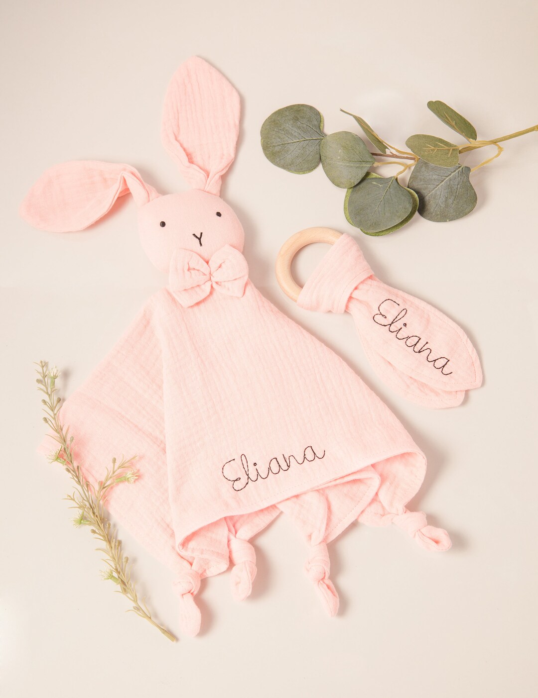 Personalized Organic Muslin Cotton Bunny Rabbit Lovey and - Etsy