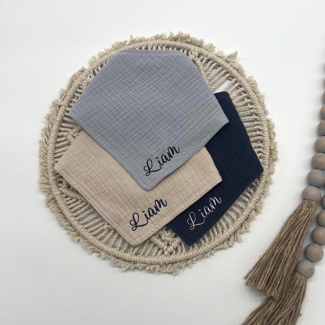 Baby Bibs With Name Embroidered Organic Bandana Bibs Personalized Bibs ...