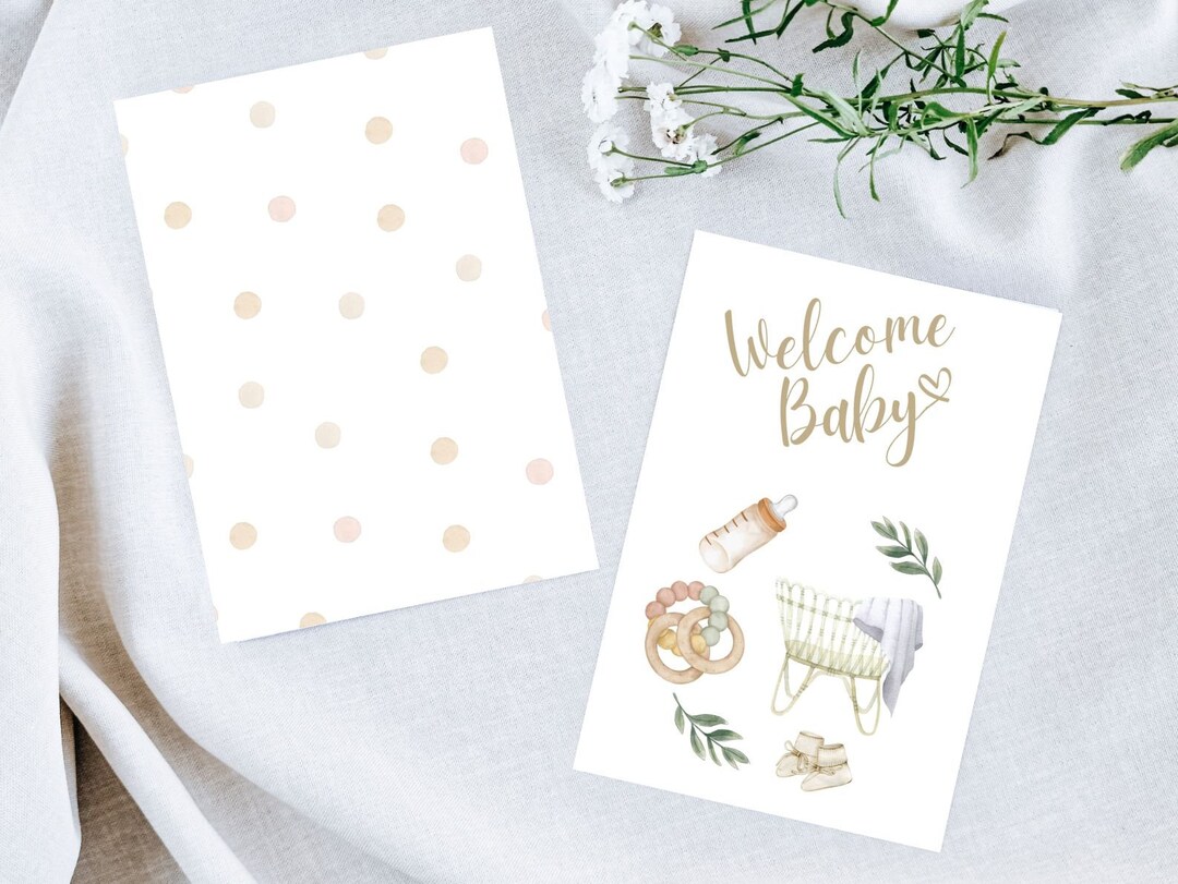 Welcome Baby Card Printable Download Gender Neutral Baby Card Baby ...