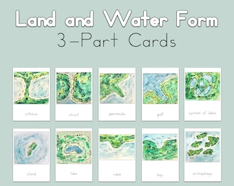 Landform Cursive 3 Part Cards, Montessori, Homeschool, Reggio Emilia ...