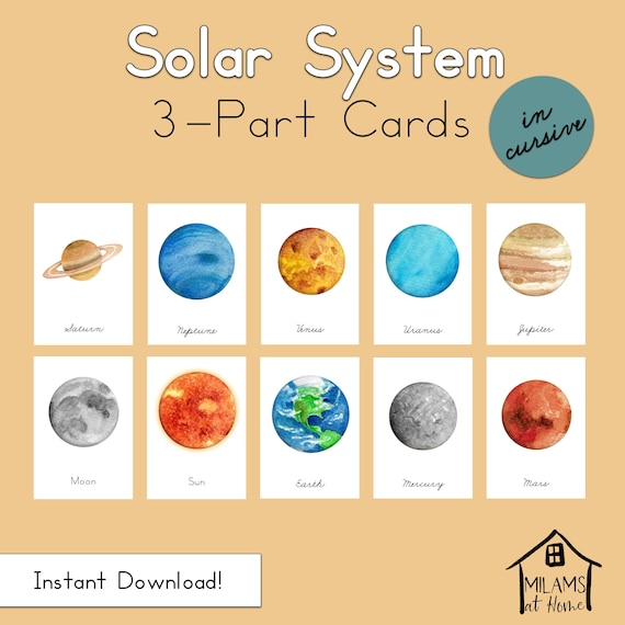 Solar System 3 Part Cards