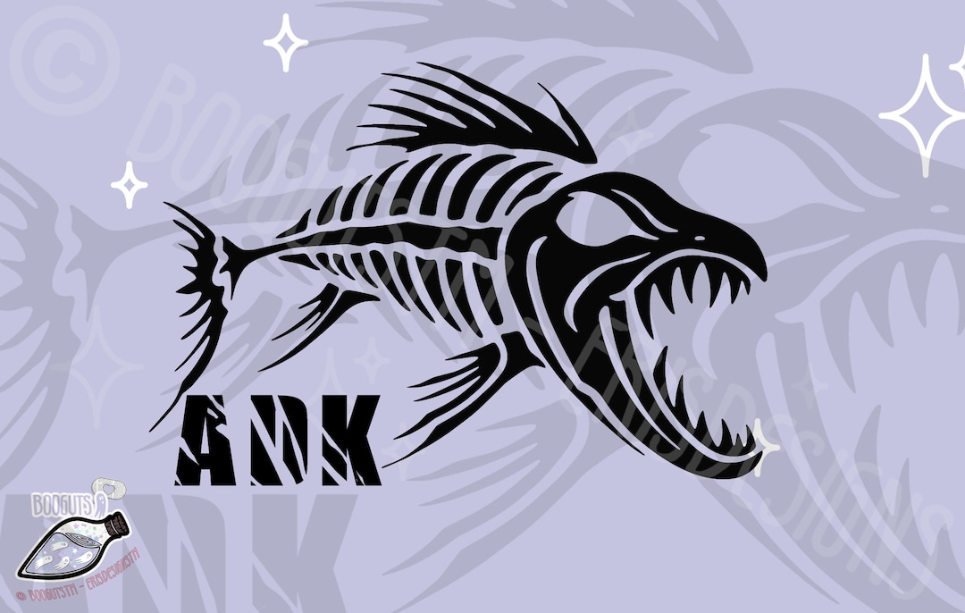 Large - Bone Fish - Decal - Skeleton - ADK - Vinyl - Sticker - Window ...