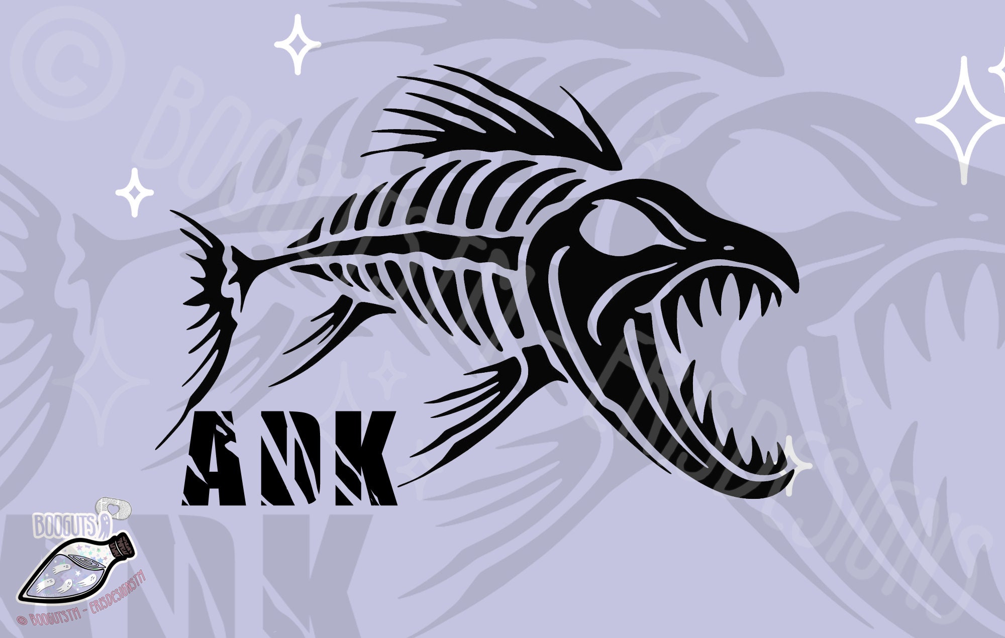 Large Bone Fish Decal Skeleton ADK Vinyl Sticker Window Bone ...