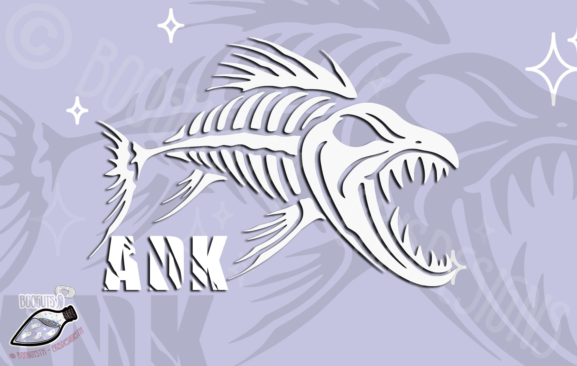 Large Bone Fish Decal Skeleton ADK Vinyl Sticker Window Bone ...