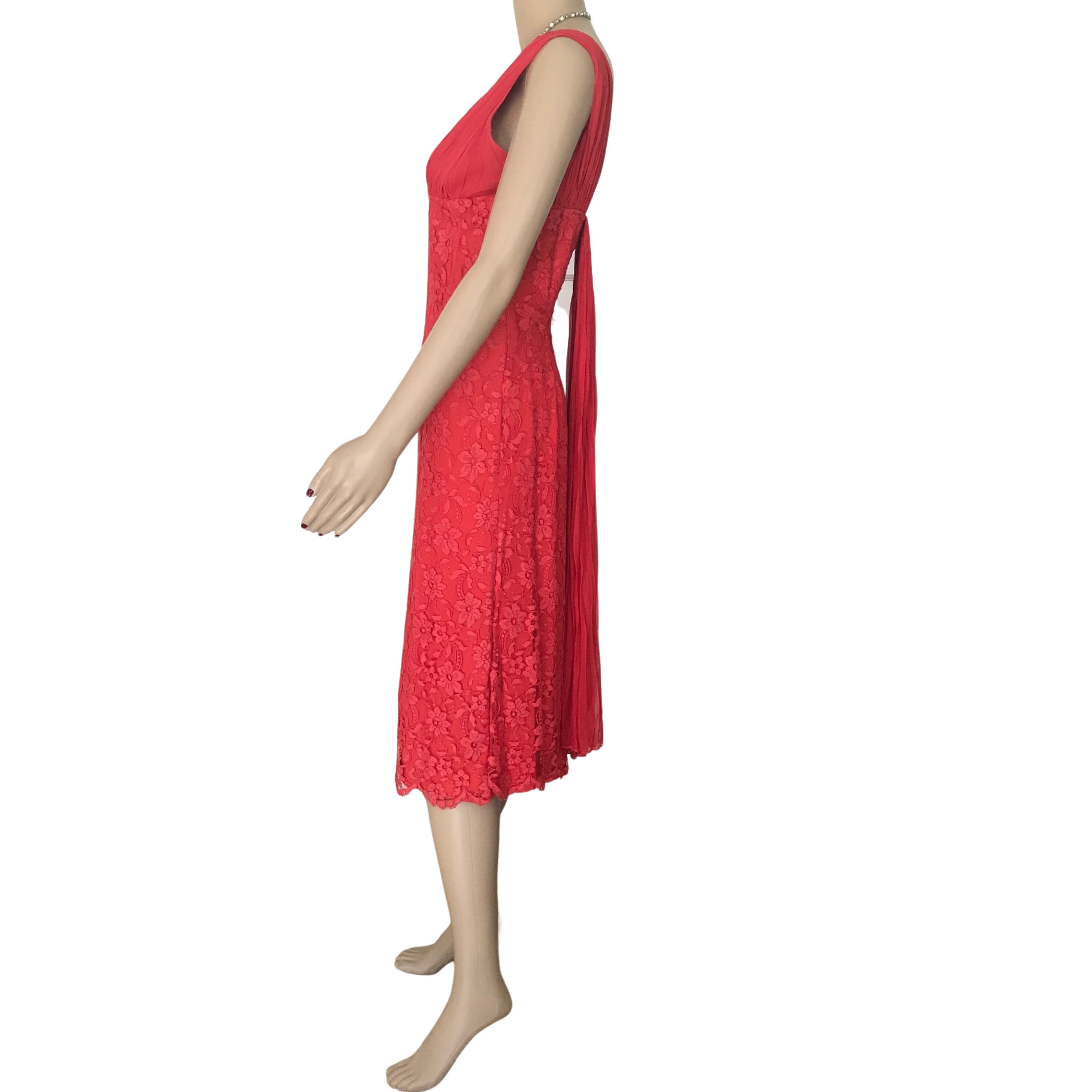 Racy Red Lace and Chiffon Bombshell Vintage Cocktail Dress! Floating ...