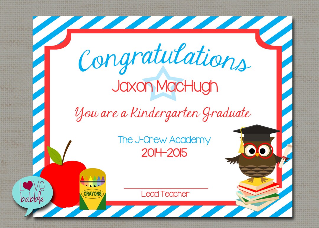 Preschool Kindergarten Graduation Promotion Commencement Certificate ...