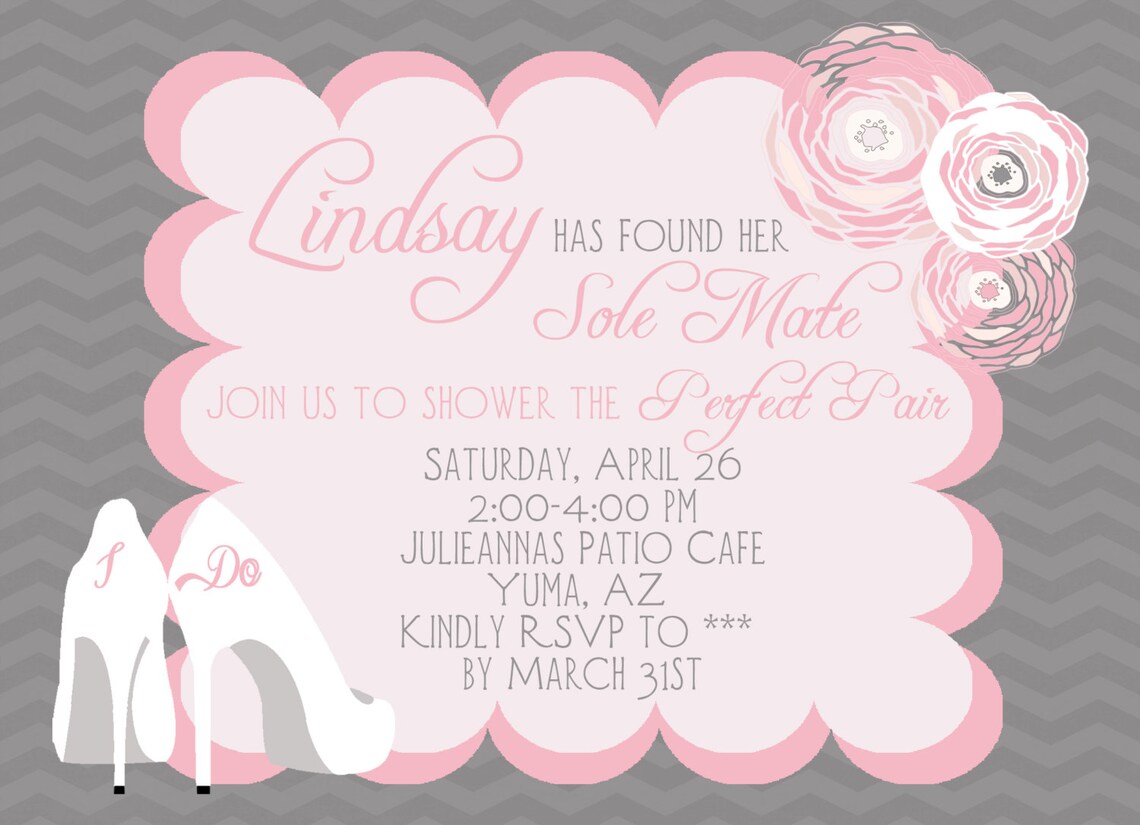 Bridal Shower Shoe Invitation PRINTABLE DIGITAL FILE 5x7 - Etsy