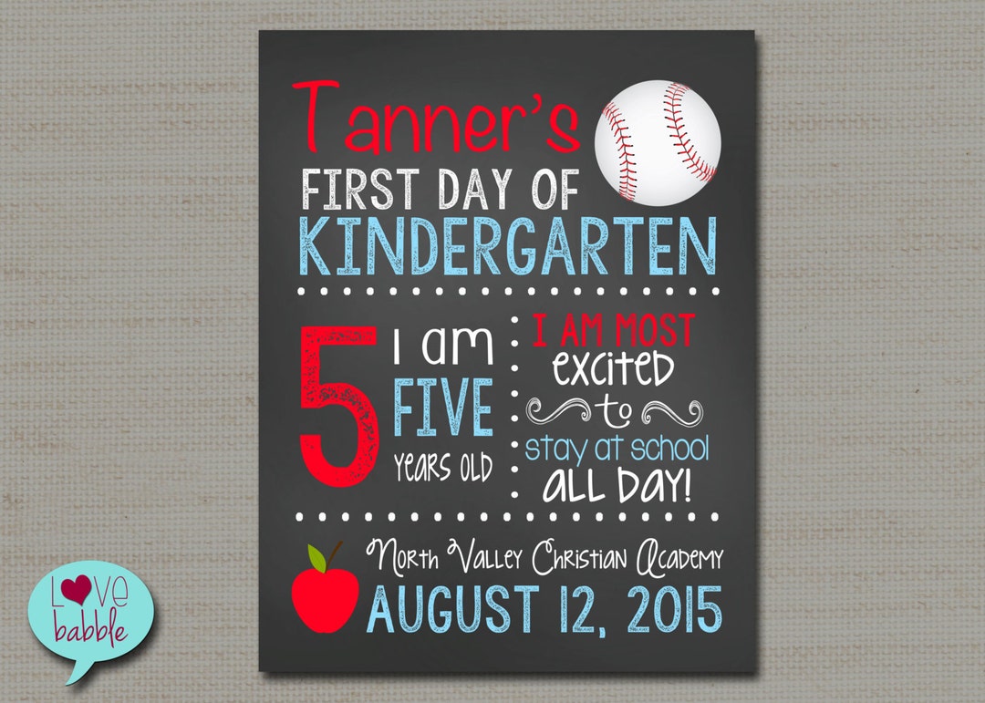 First Day of School Sign, Back to School, Photo Prop, Baseball ...
