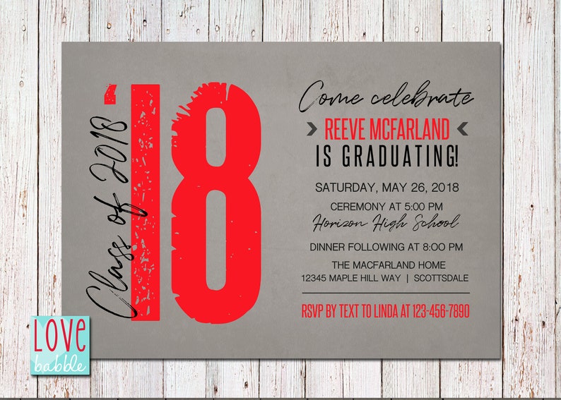 2018 Graduation Party Invitation, Announcement, PRINTABLE DIGITAL FILE ...