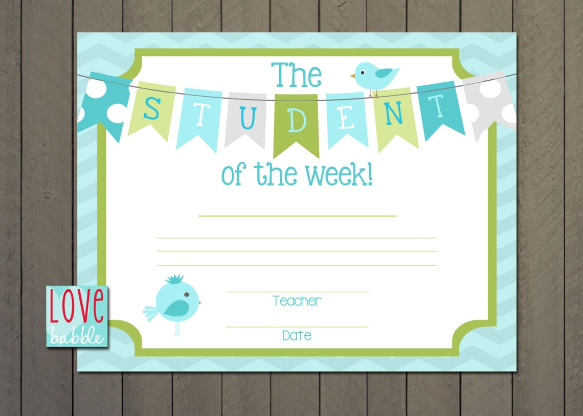 Student of the Week Month, School Student Award Certificate - 8.5x11 ...
