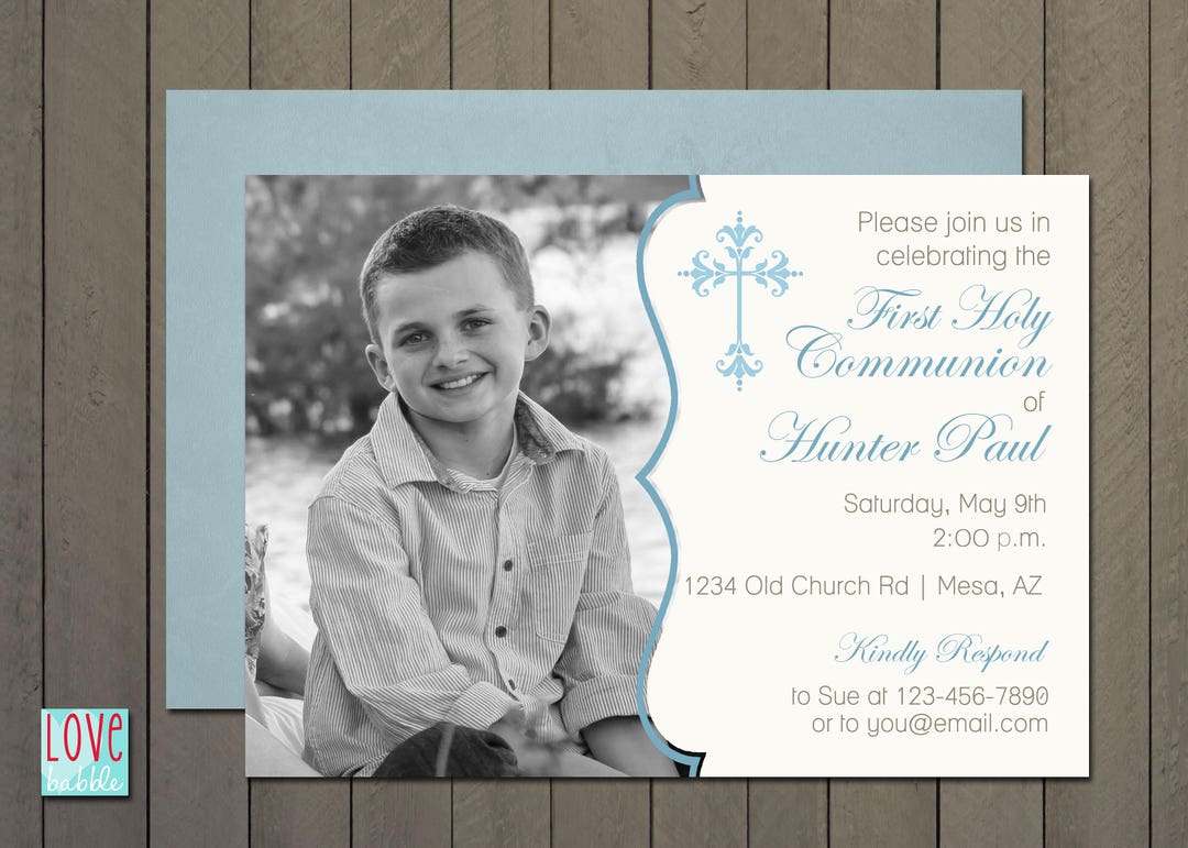 First Communion Baptism Confirmation Invitation Announcement, PRINTABLE ...