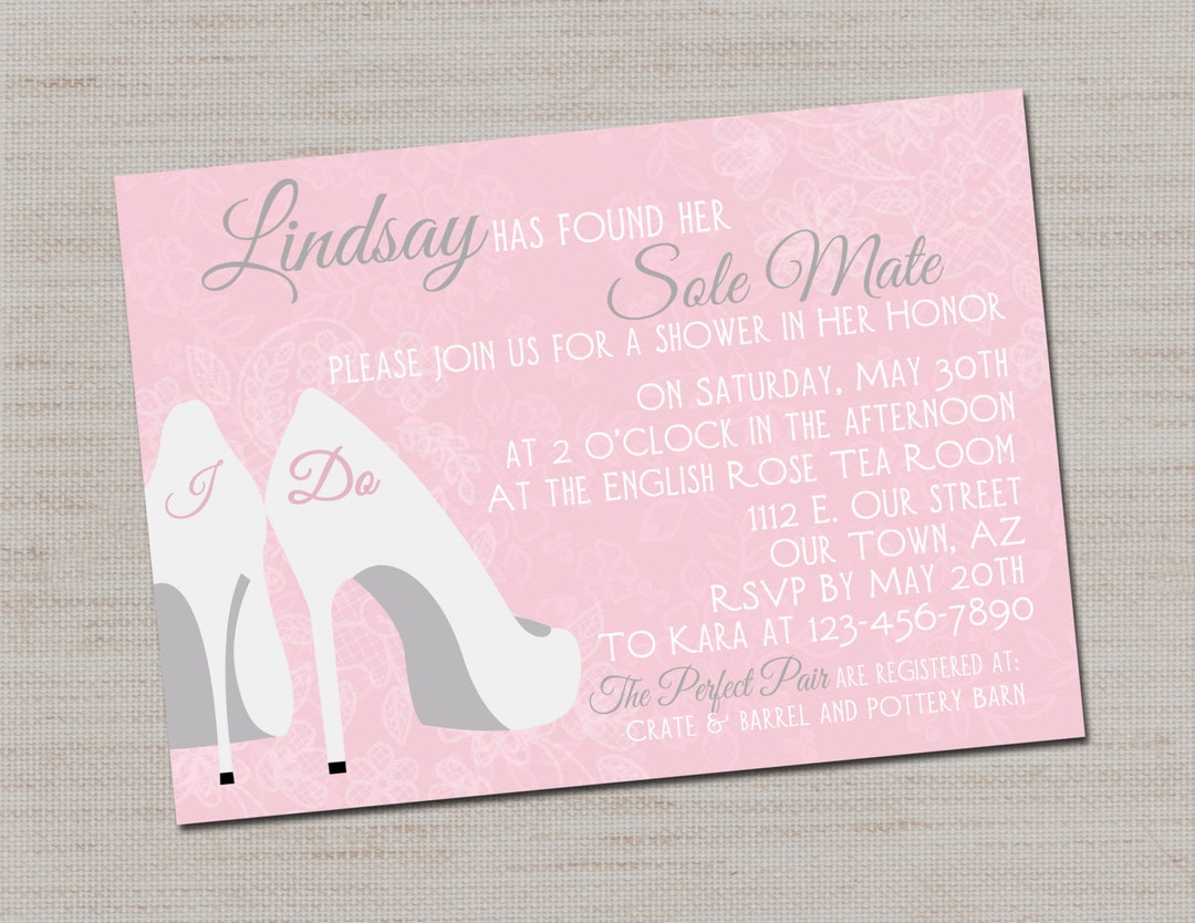 Bridal Shower Shoe Invitation - PRINTABLE DIGITAL FILE 5x7, Print Any ...