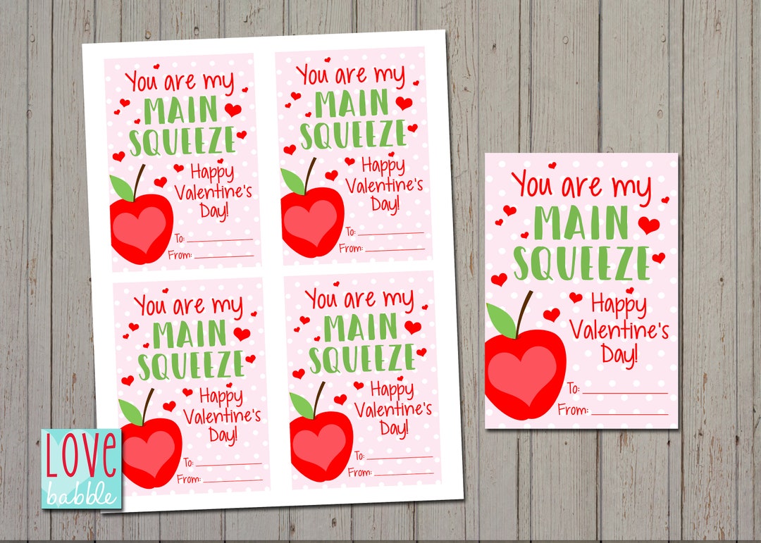 Apple Sauce Squeeze | Valentine Exchange Cards | Favor Tag - PRINTABLE ...