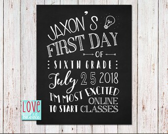 First Day of School Chalkboard Poster Printable Pre-k Preschool Photo ...