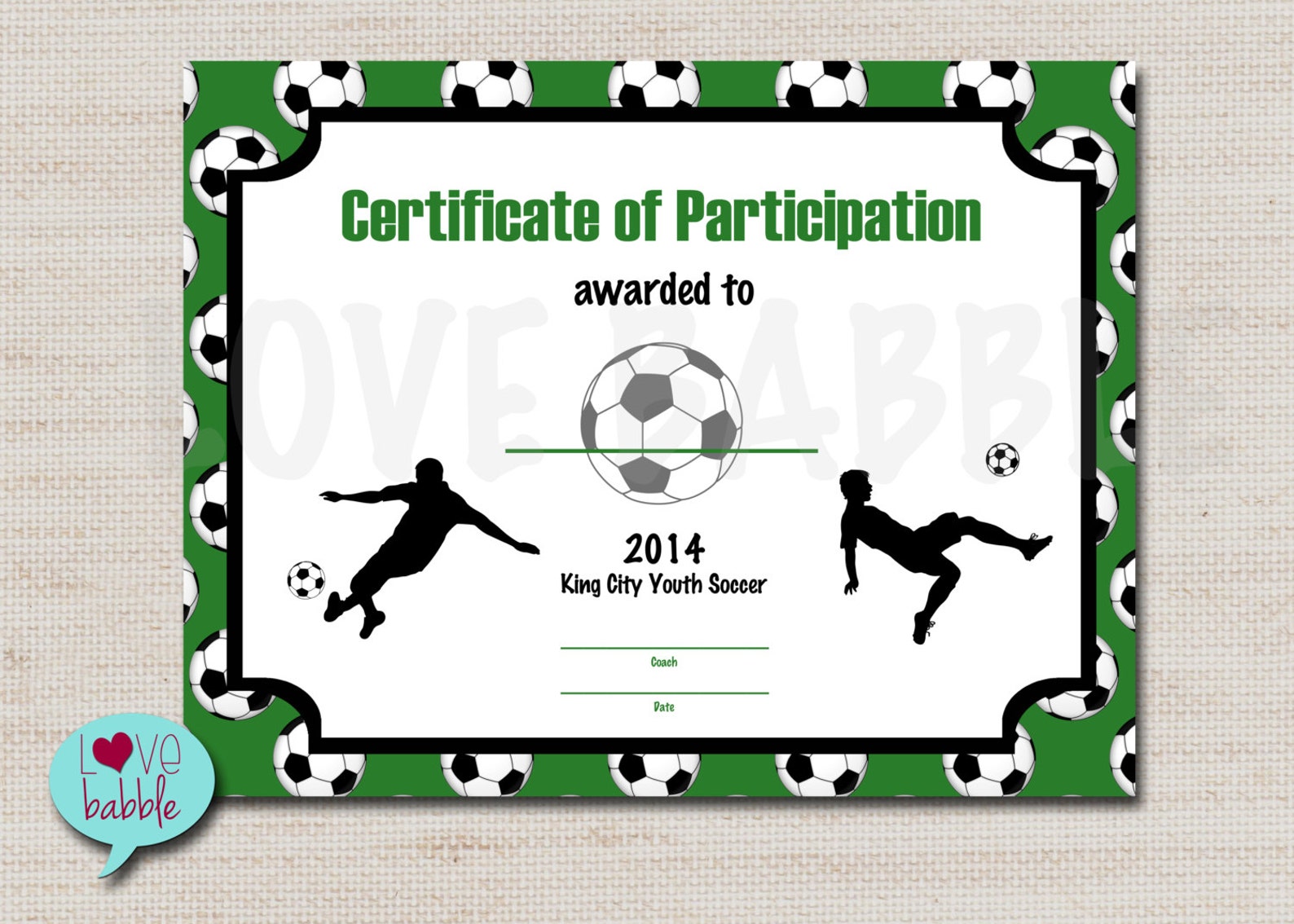 Soccer Team Sports Award, PRINTABLE DIGITAL FILE 8.5" X 11" - Etsy